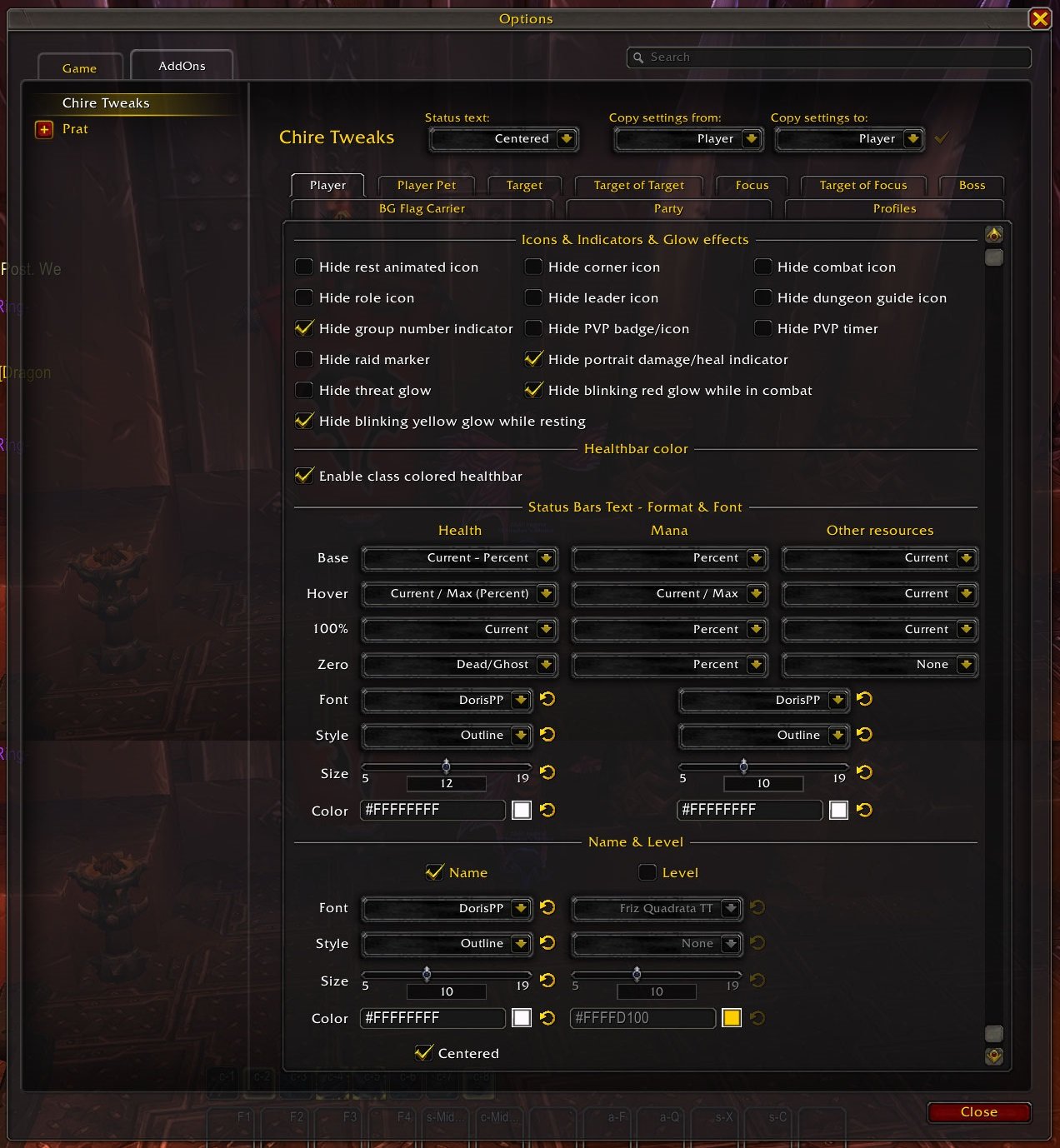 Chire Unit Frame Tweaks - Wago Addons