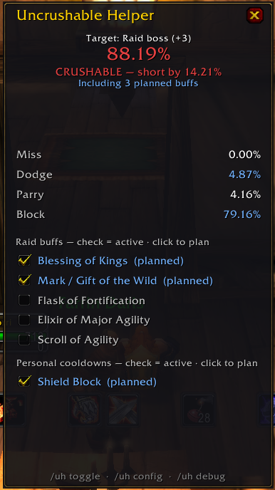 Uncrushable Helper - TBC Avoidance Cap & Anti-Crit Tank Tool - Wago Addons